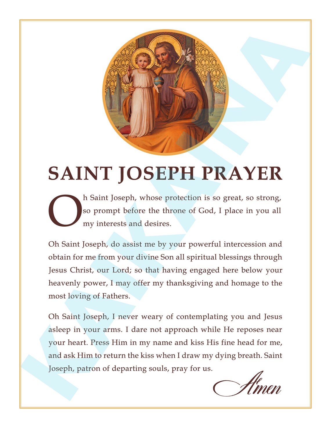 Saint Joseph Prayer Poster: Catholic Protection Art (digital Download ...