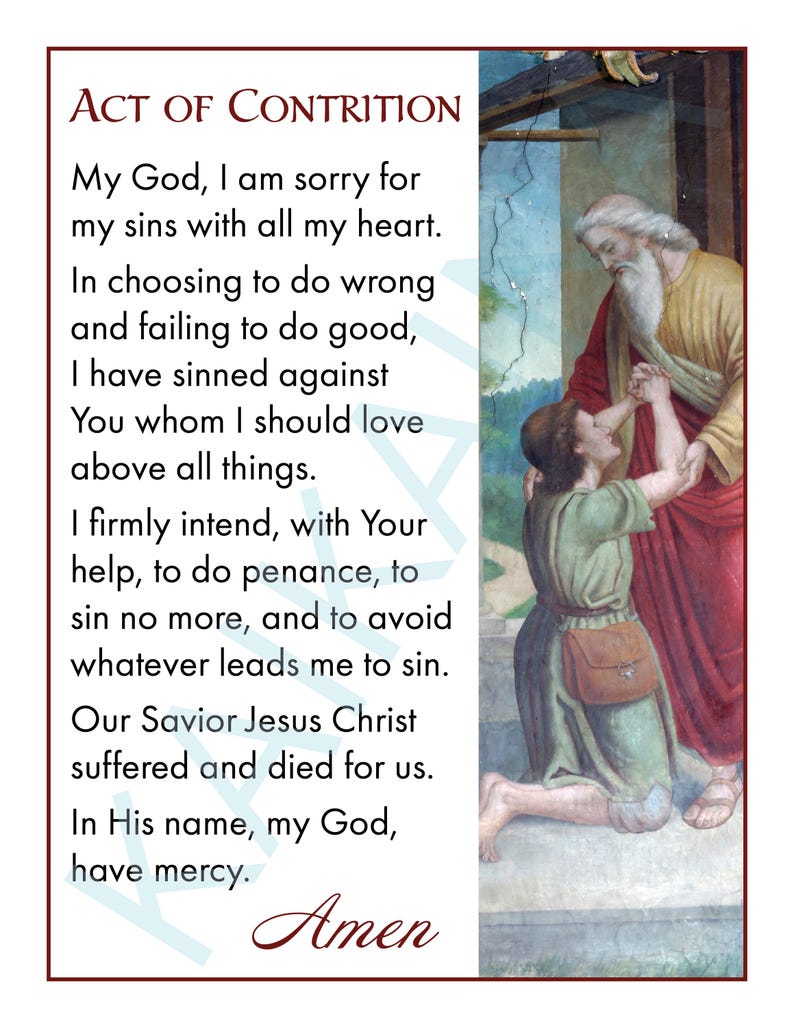 Act of Contrition Prayer Poster in English and Spanish: Catholic ...