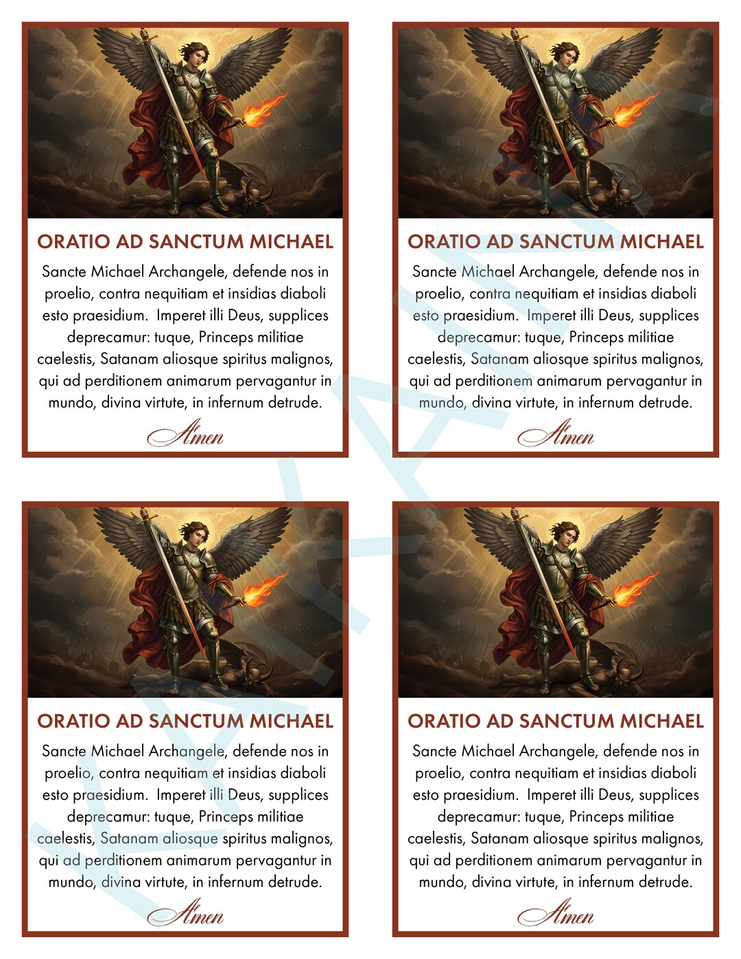 Saint Michael Archangel Prayer Card LATIN: Catholic Prayer Printable ...