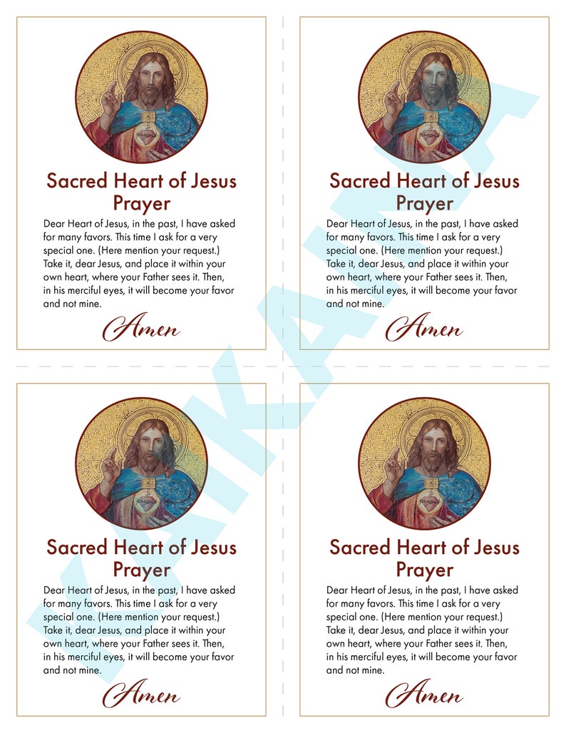 Sacred Heart of Jesus Prayer Card (digital Download) - Etsy