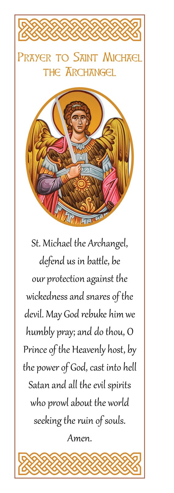 Saint Michael the Archangel Prayer Bookmarks Four on an 8.5 X | Etsy