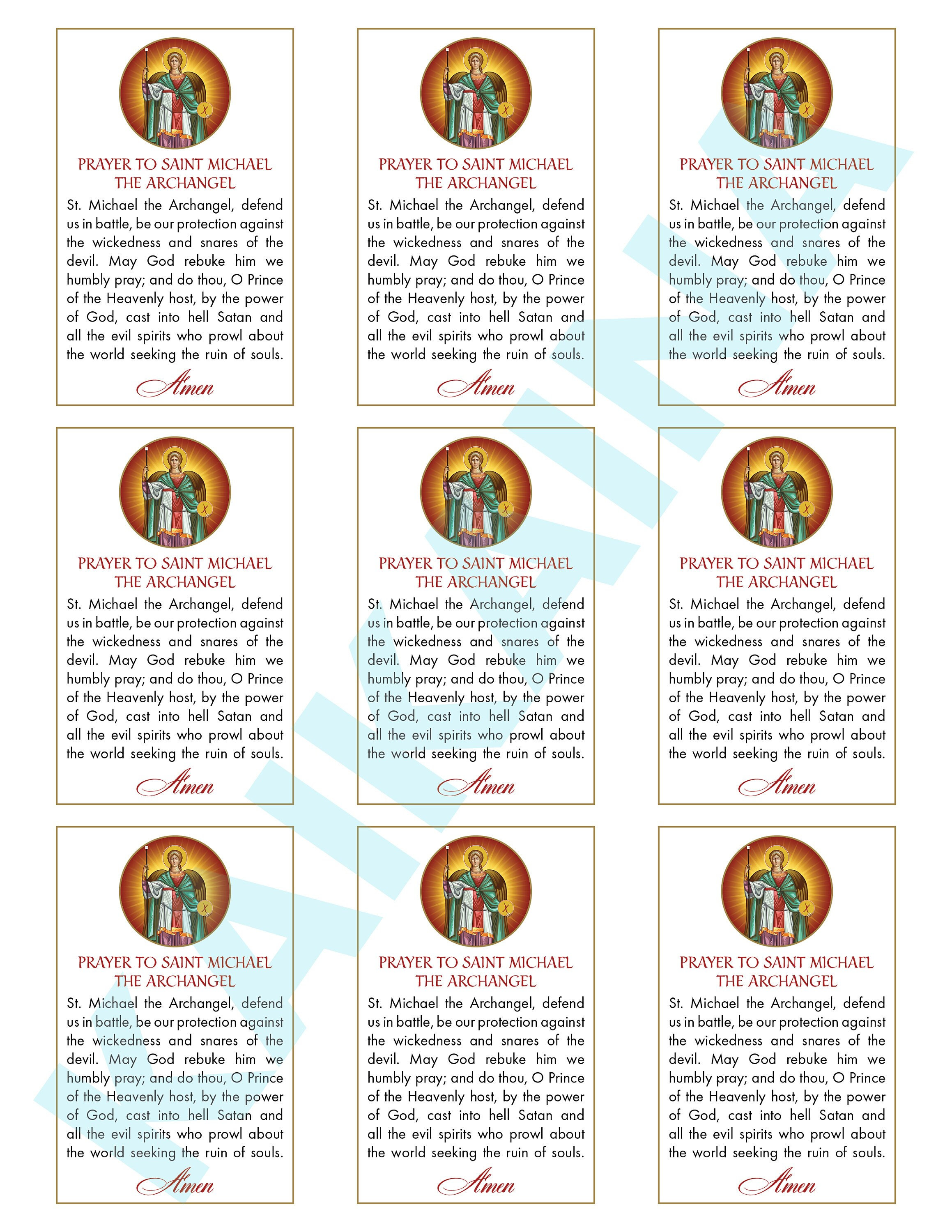 Saint Michael Prayer Card: Catholic Archangel Printable (digital ...