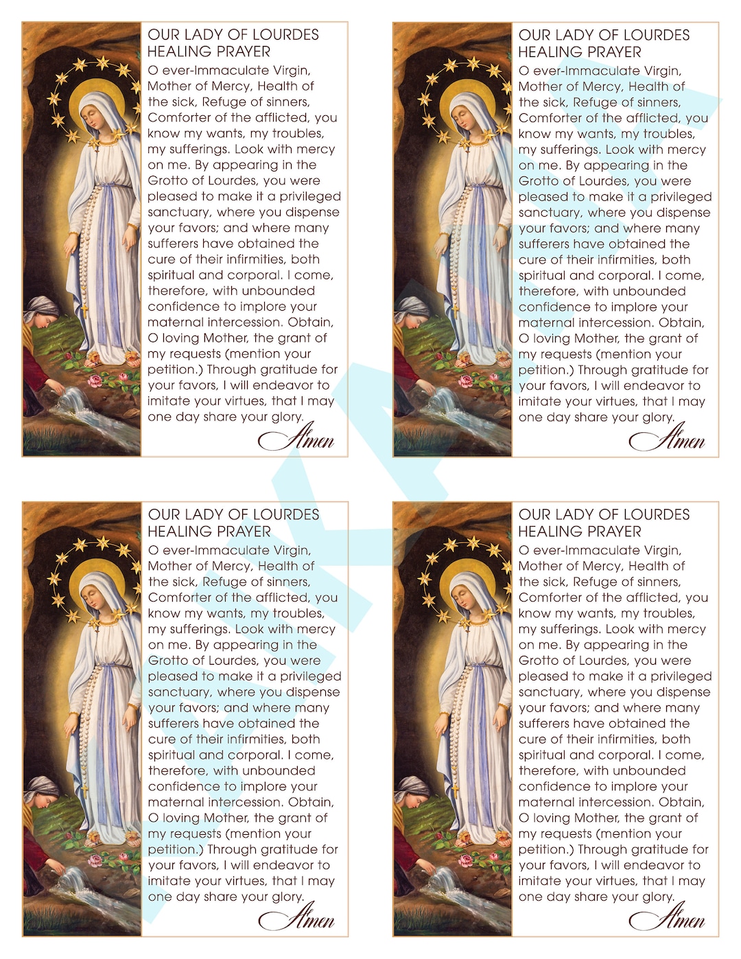 Our Lady of Lourdes Healing Prayer Card (digital Download) - Etsy