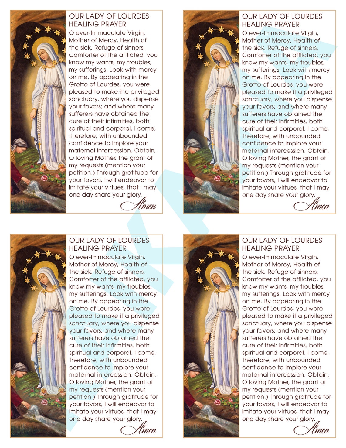 Our Lady of Lourdes Healing Prayer Card (digital Download) - Etsy