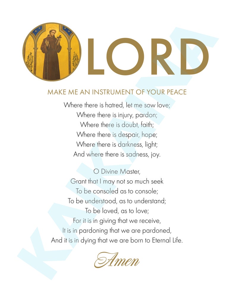 Saint Francis Prayer Poster: Catholic Art, Printable 8x10 (digital ...