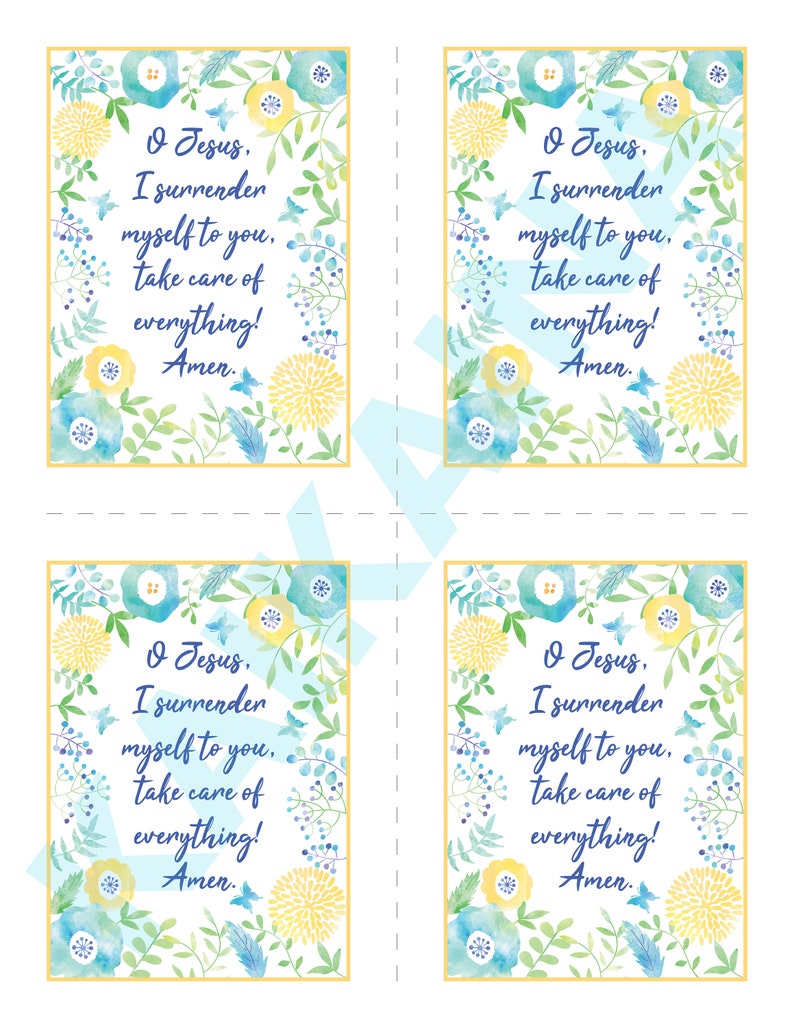Jesus Surrender Prayer Card Downloadable and Printable, Four up on 8.5 ...