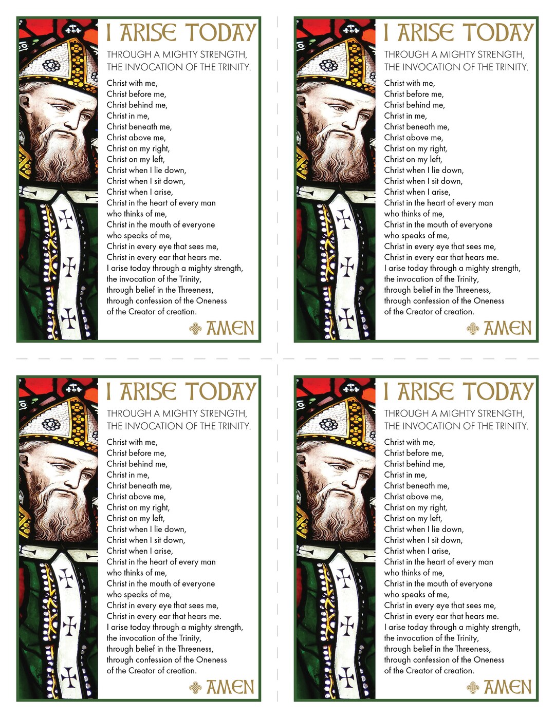 Saint Patrick Breastplate Prayer Card short Version - Etsy