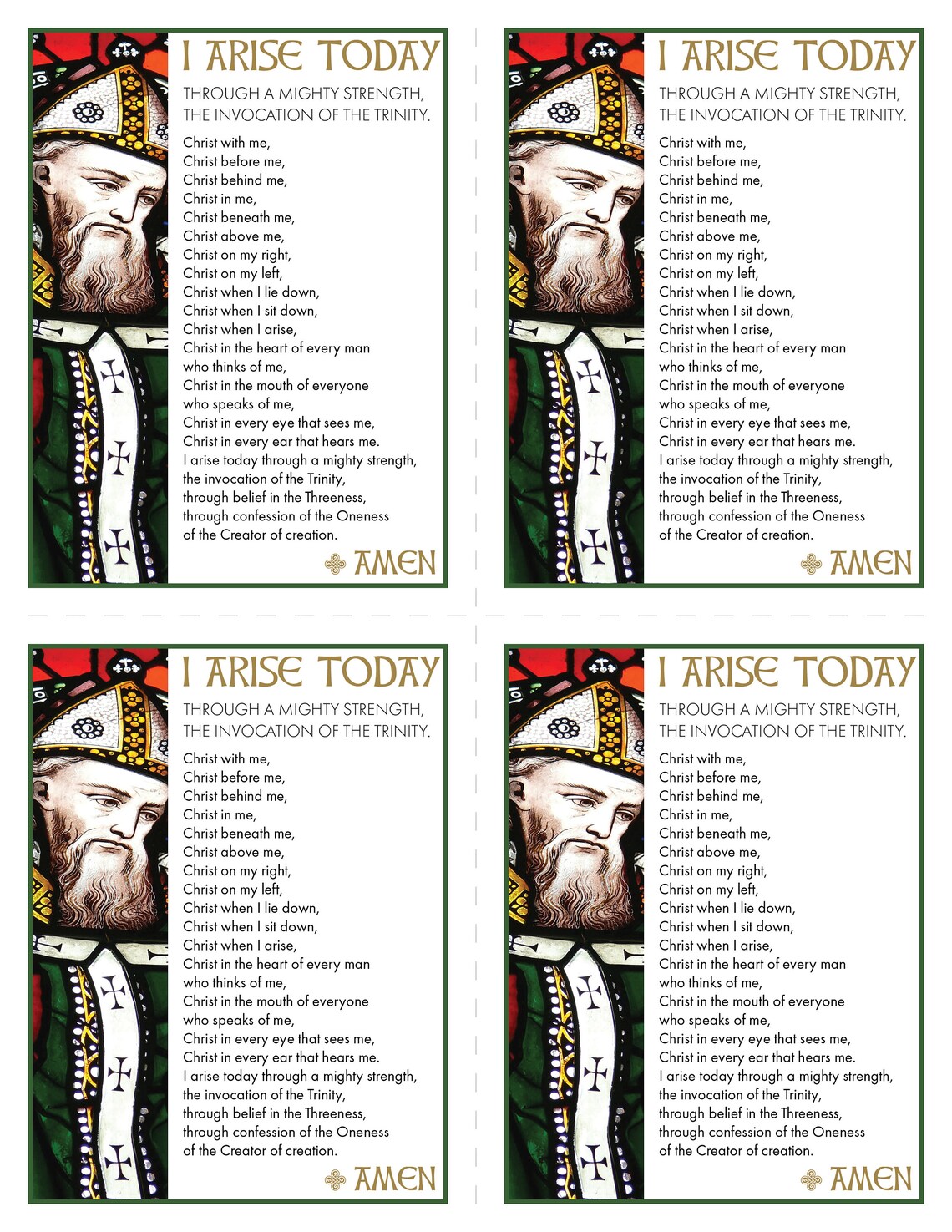 Saint Patrick Breastplate Prayer Card short Version - Etsy