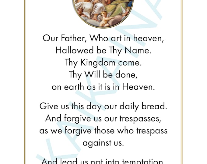 The Lords Prayer, Our Father Prayer Card. A5 With Envelope Catholic ...