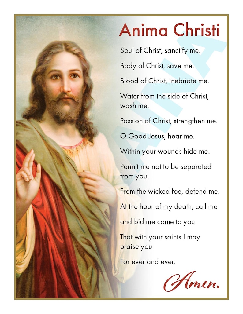 Anima Christi Prayer Card: Catholic Saint Printable (digital Download ...