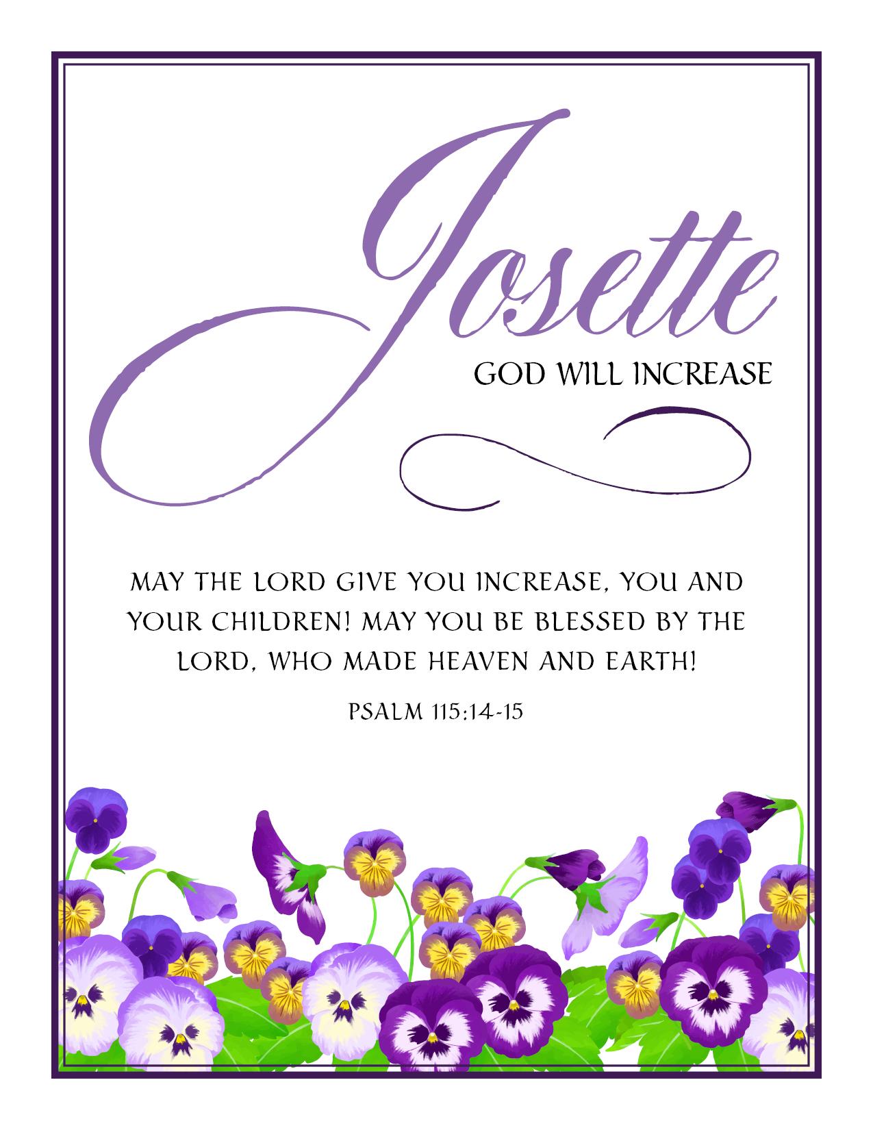 Personalized Name Meaning Card 4 Up: Floral Bible Verse (digital ...
