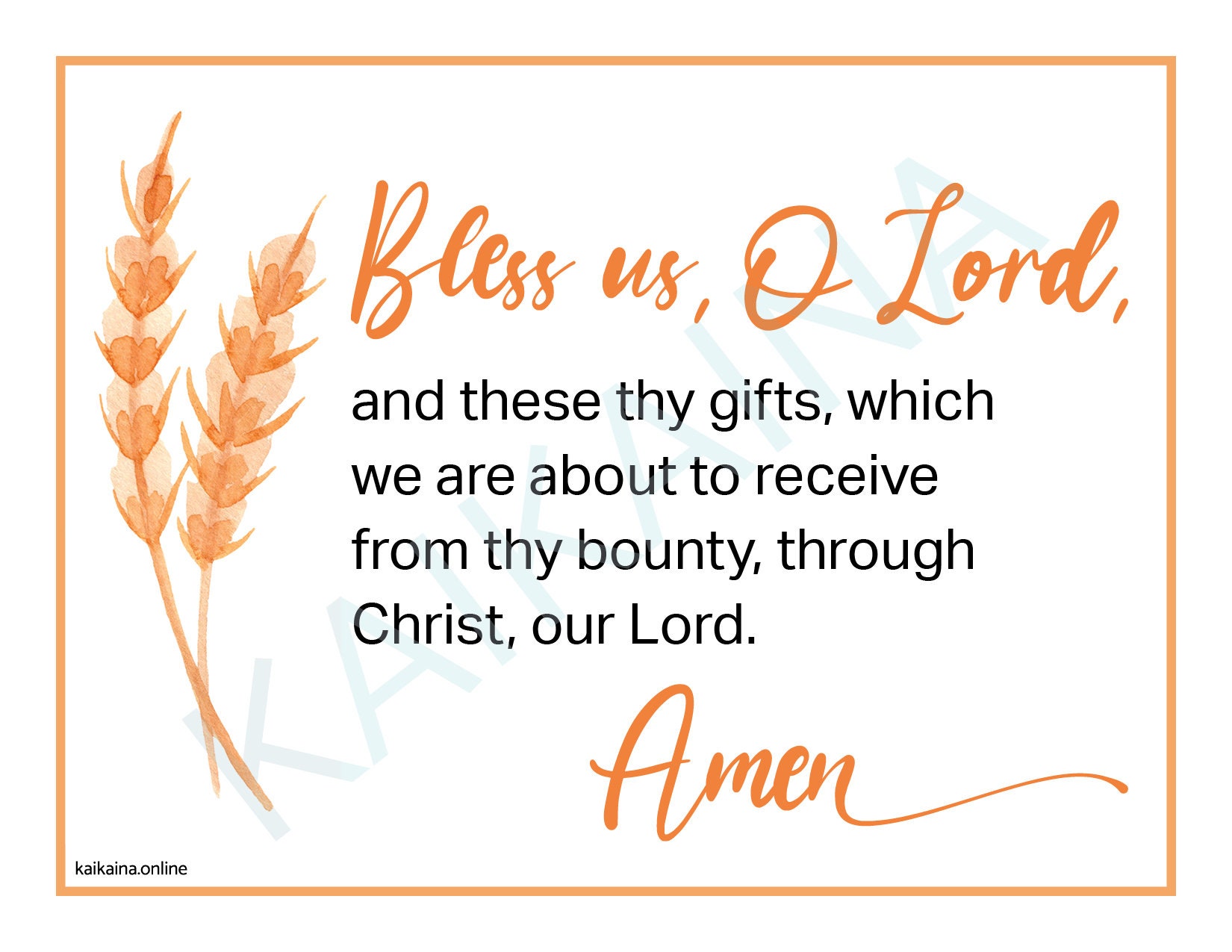 Table Blessing Prayer Card Downloadable and Printable, Four up on 11" X ...