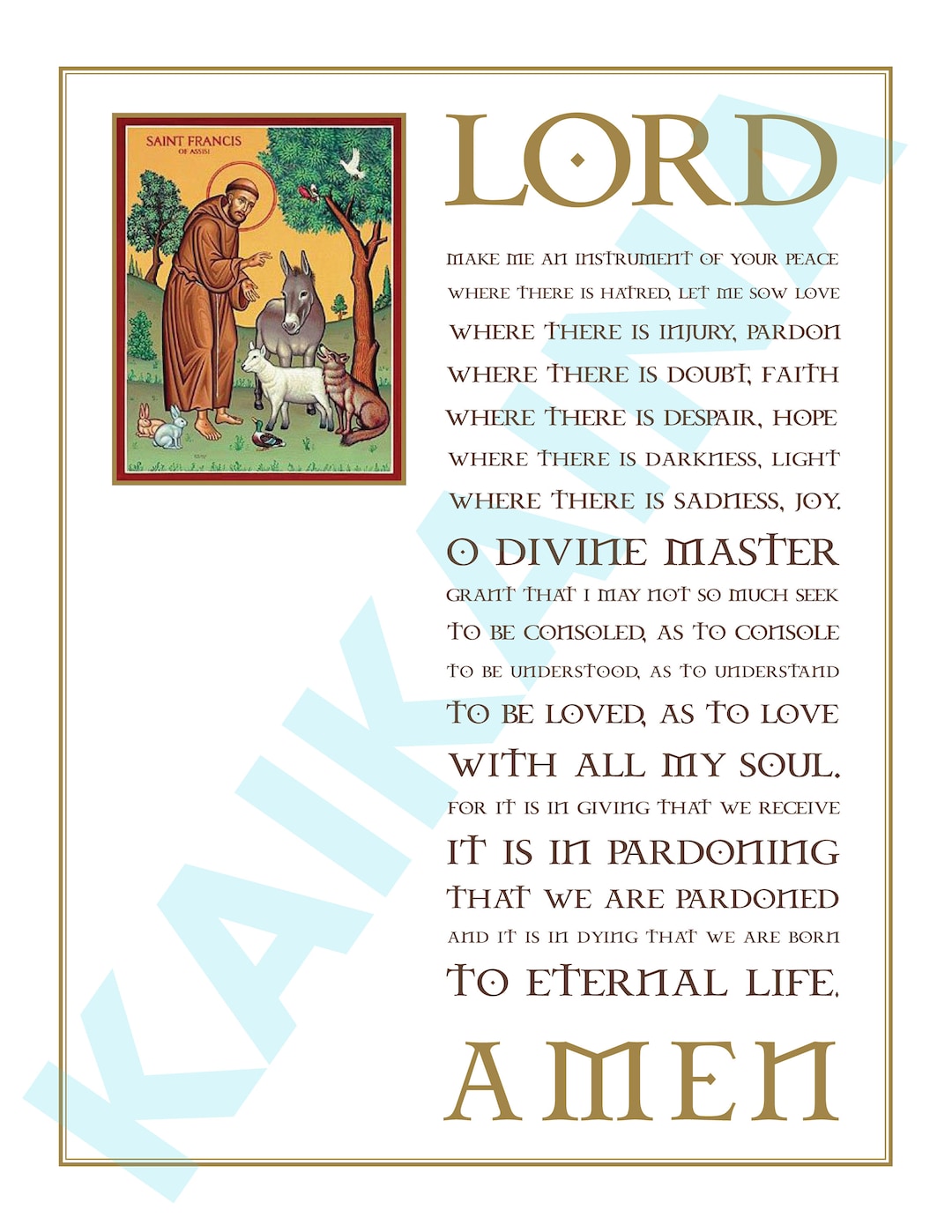 St. Francis of Assisi Prayer blessing the Animals Download and ...