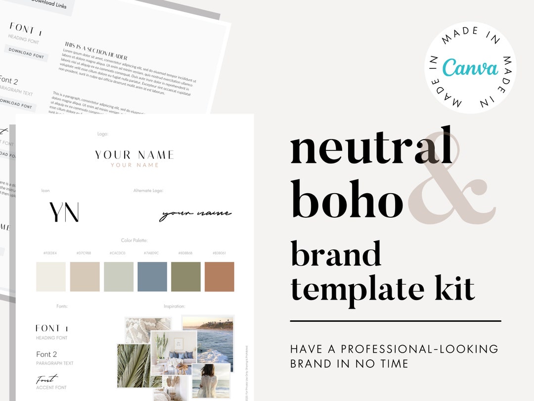 Neutral Boho Canva Brand Kit Template 2 | Branding Kit | Premade ...