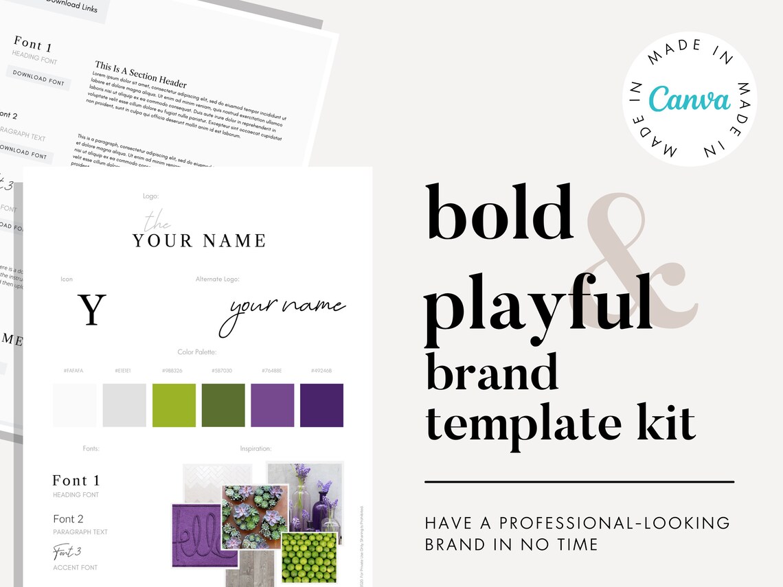 Bold and Playful Canva Brand Kit Template | Branding Kit | Premade ...