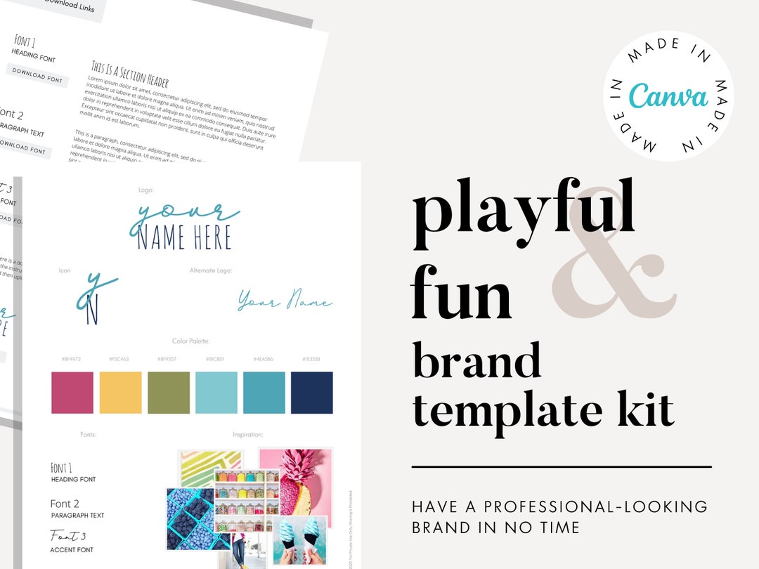 Playful and Fun Canva Brand Kit Template | Branding Kit | Premade ...