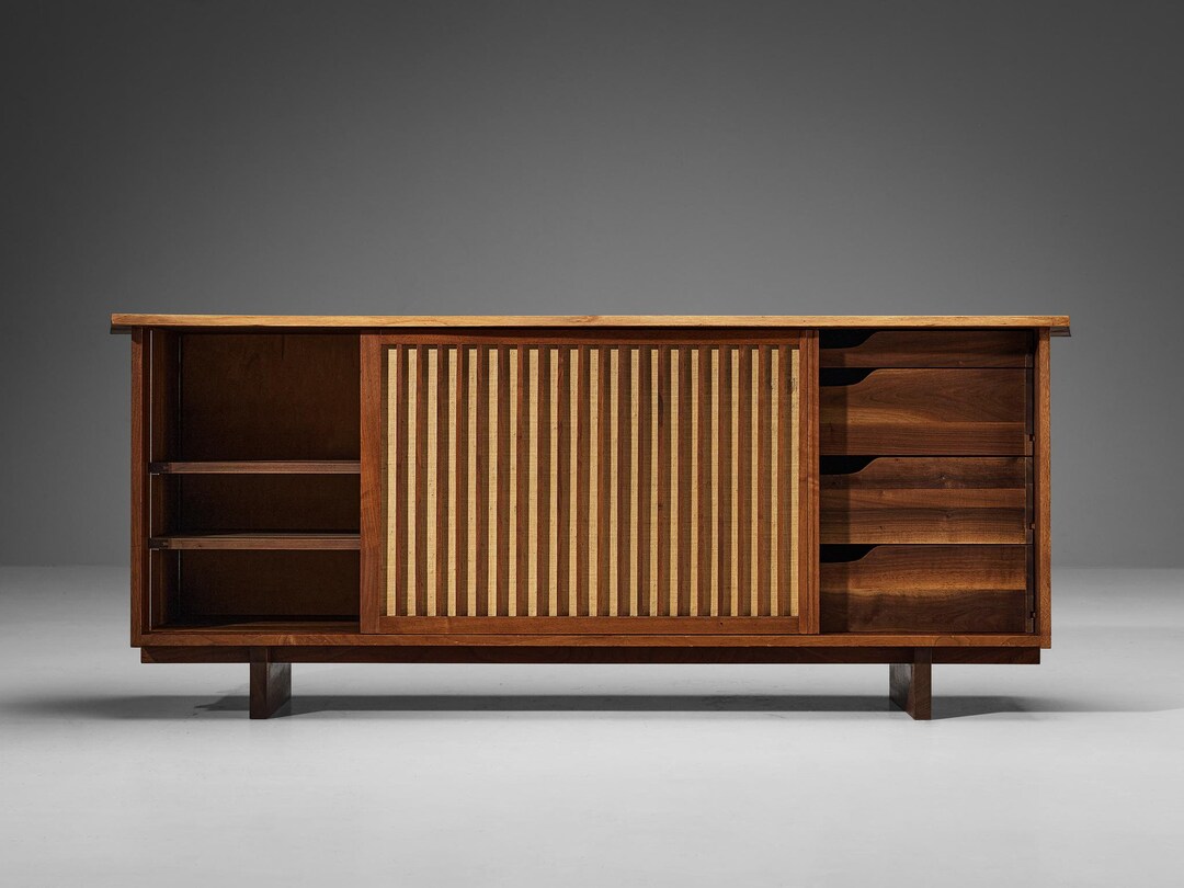 Nakashima Sliding-door Sideboard in Walnut and Pandanus Cloth - Etsy