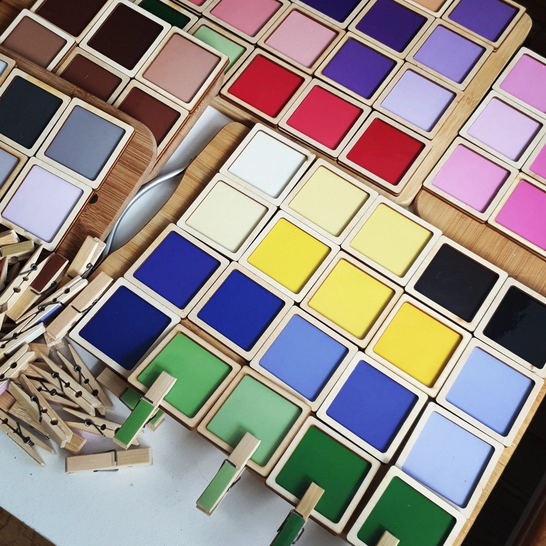 Color Palette With Pegs Montessori Color Sorter Wooden Puzzle - Etsy