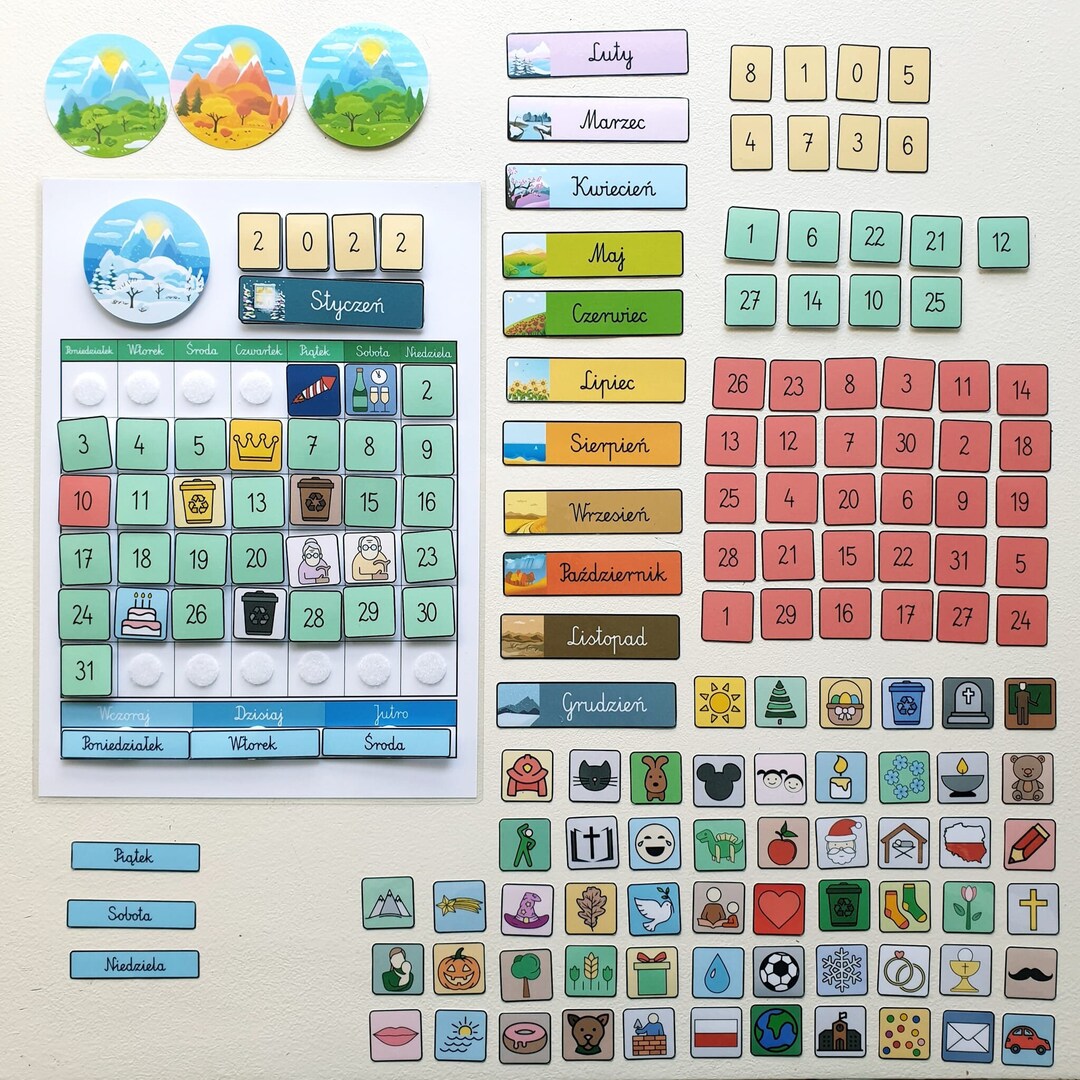 Perpetual Calendar for Children Learning Time, Seasons, Months, Days of ...