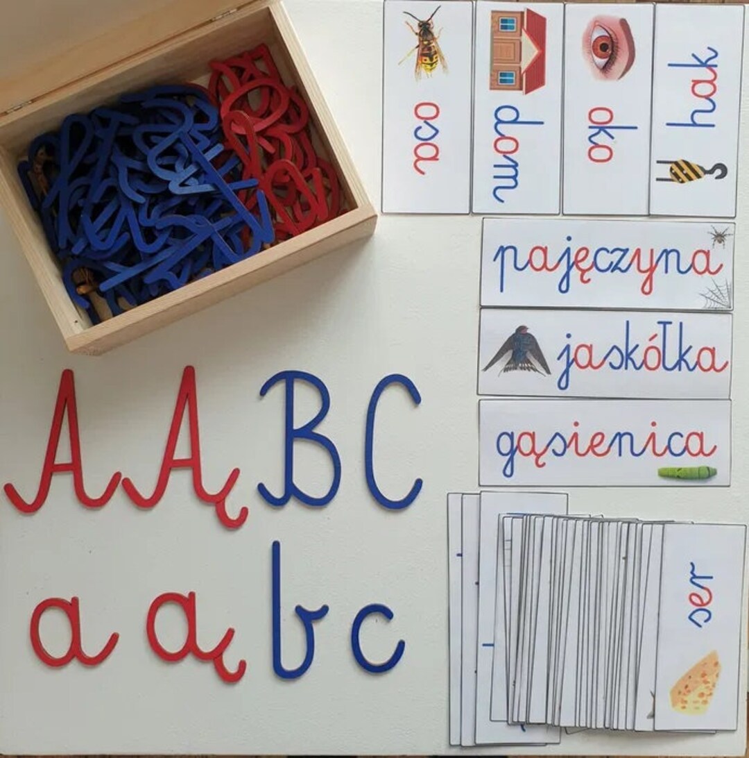 Montessori Mobile Alphabet Set 1 X Large, 2 X Small, Work Cards, Wooden ...