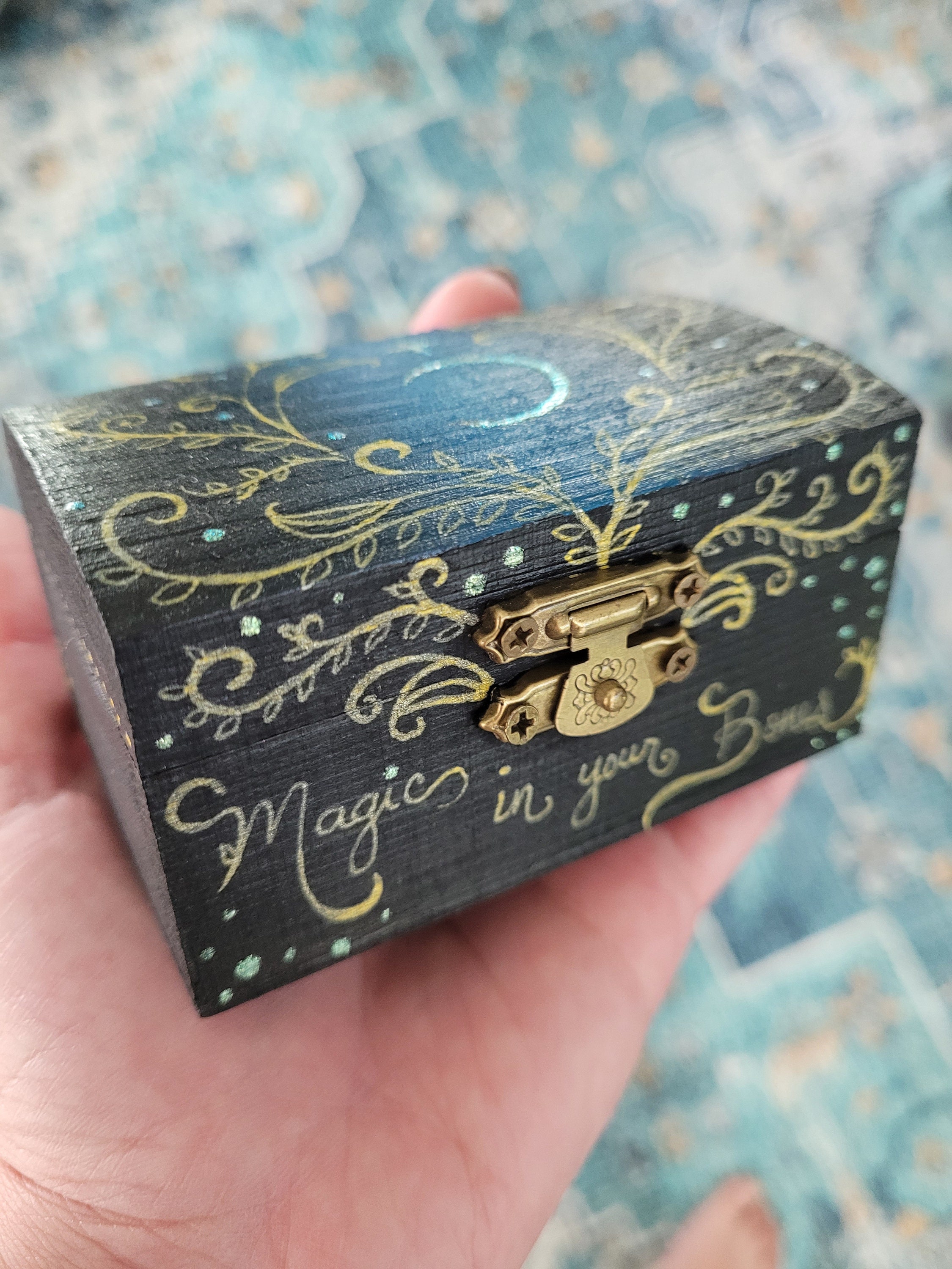 Magical Crescent Moon Detailed Hand Painted Wooden Box - Etsy