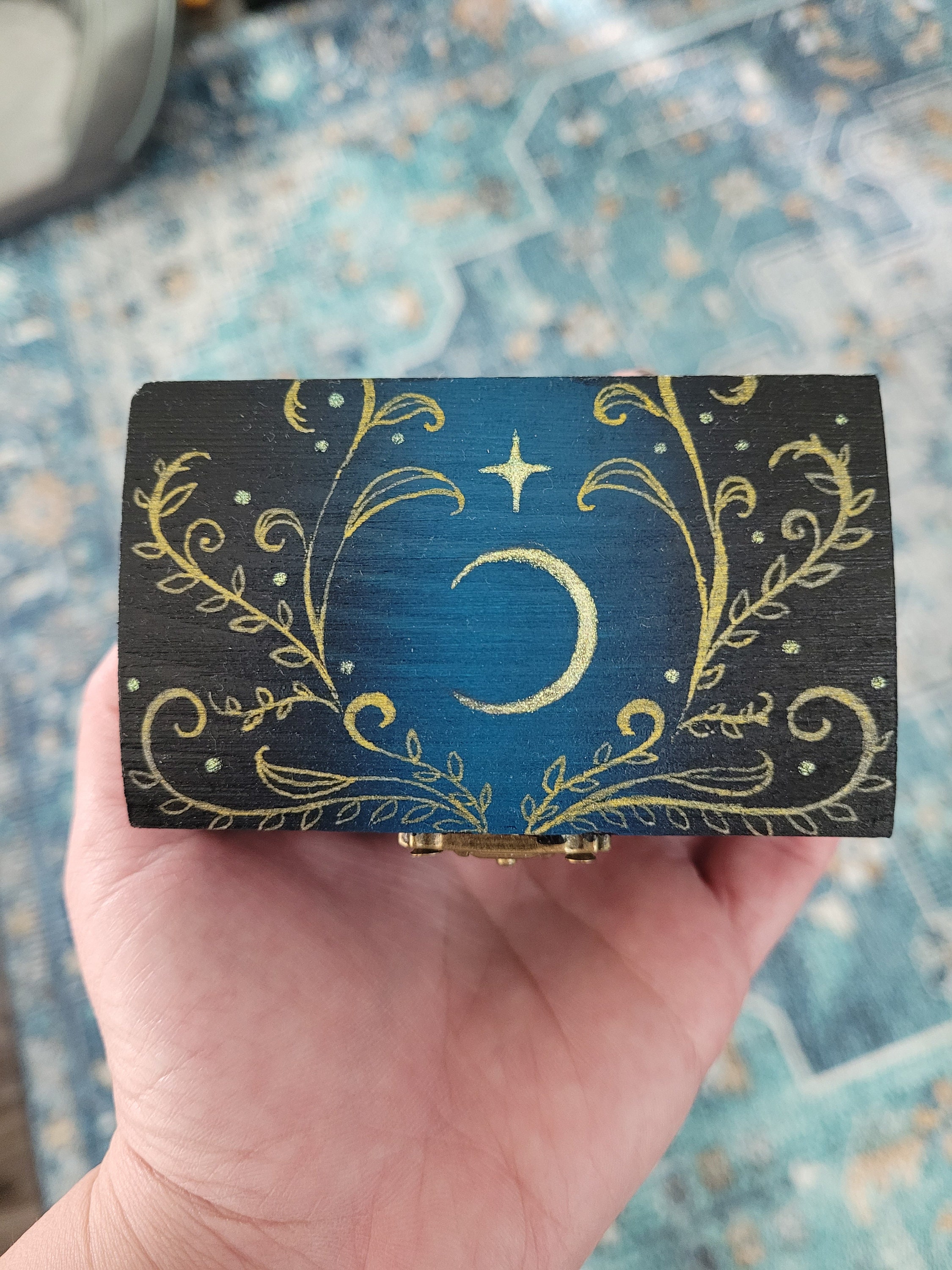 Magical Crescent Moon Detailed Hand Painted Wooden Box - Etsy