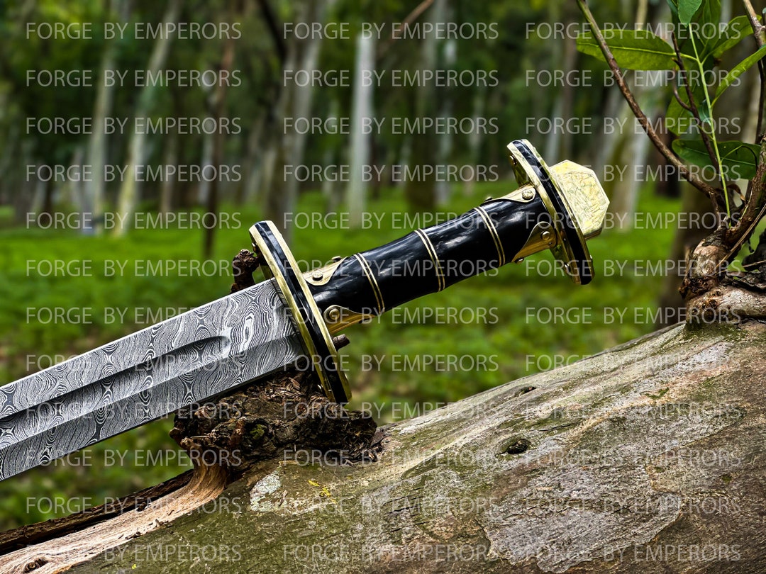 Real Medieval Viking Damascus Steel Handmade Sword With Scabbard ...