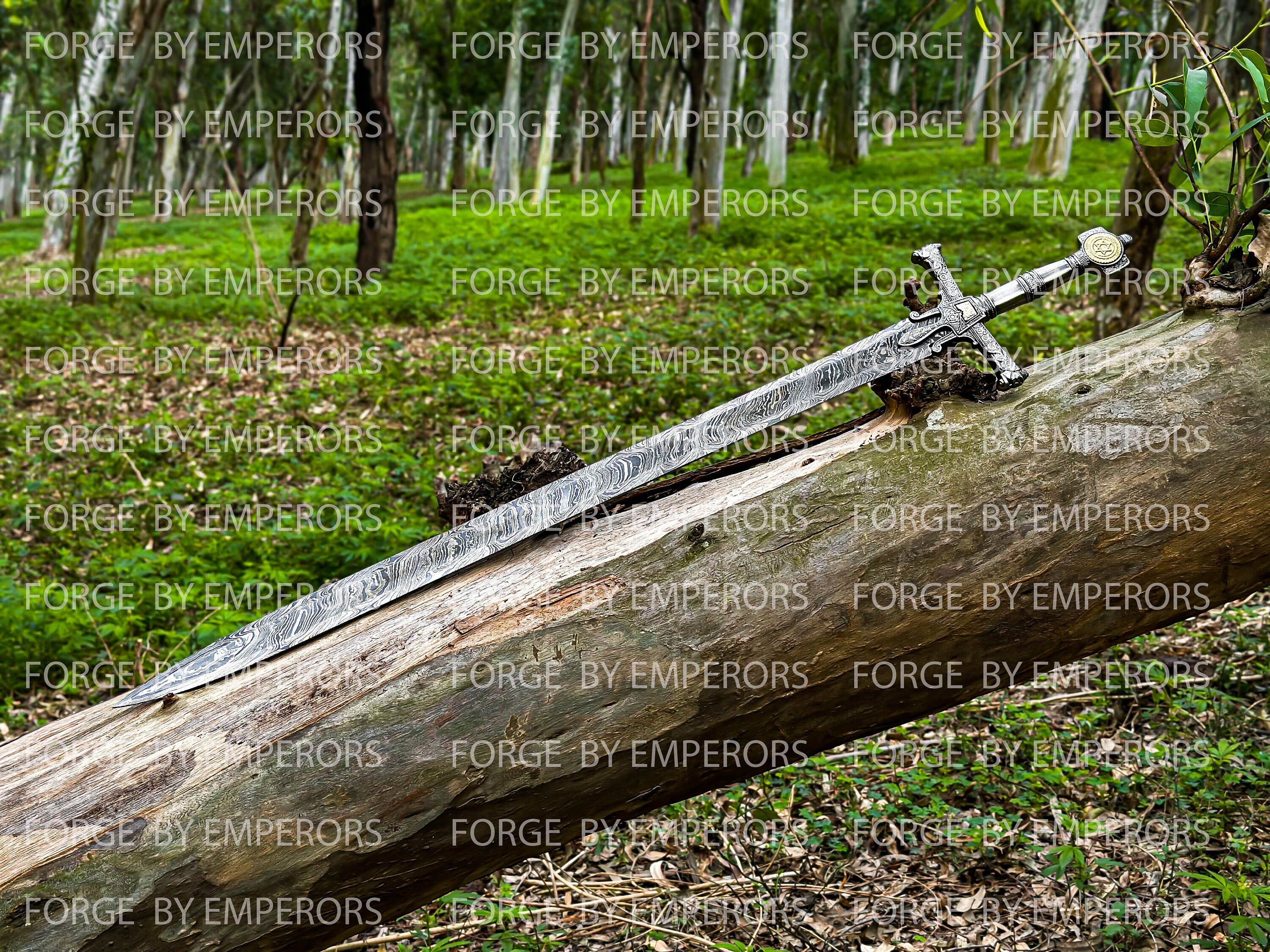 Real Medieval Viking Damascus Steel Handmade Sword With Scabbard ...