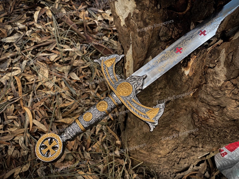 Knights Sword, Holy Sword for Templers Sword With Leather Sheath ...