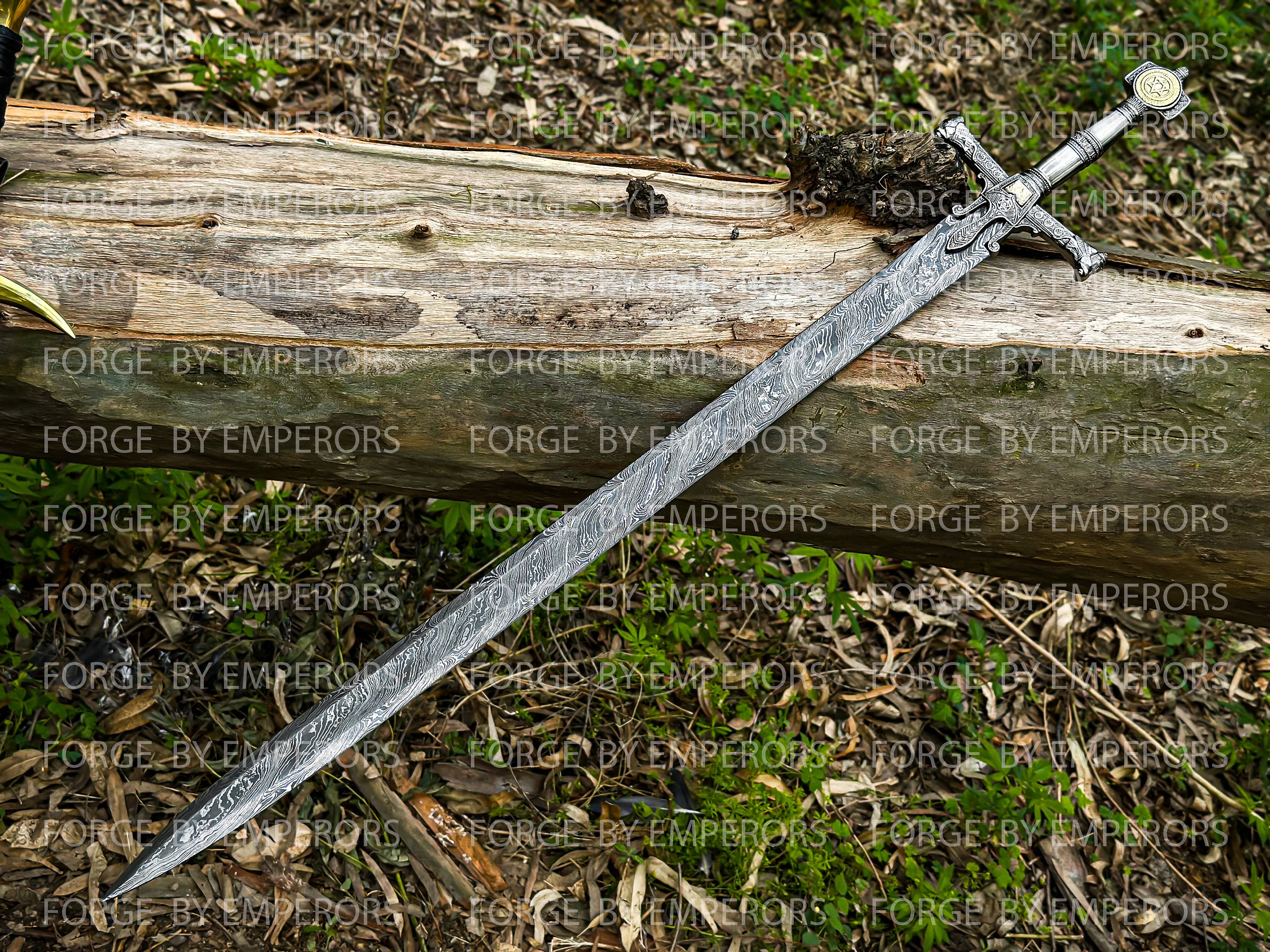 Real Medieval Viking Damascus Steel Handmade Sword With Scabbard ...