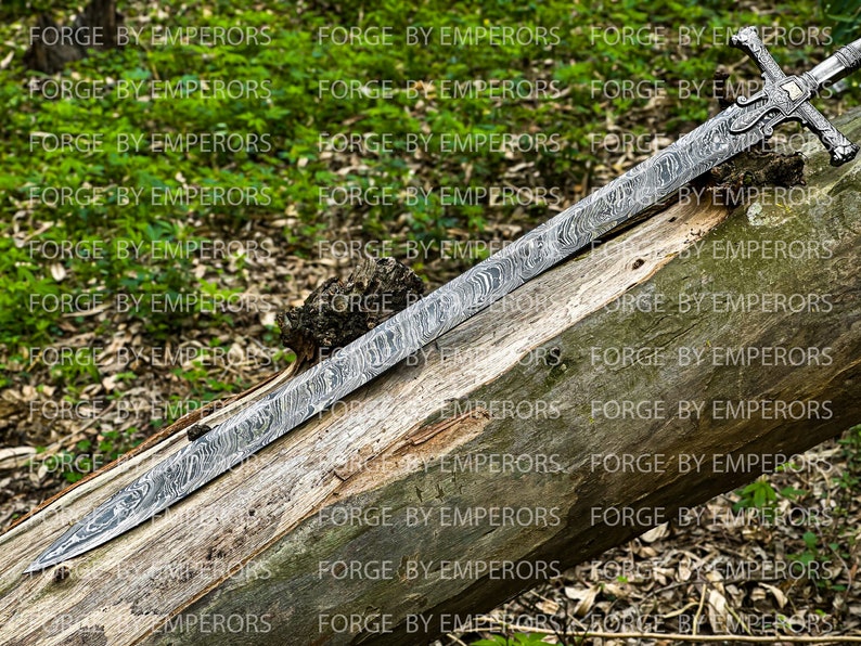 Real Medieval Viking Damascus Steel Handmade Sword With Scabbard ...