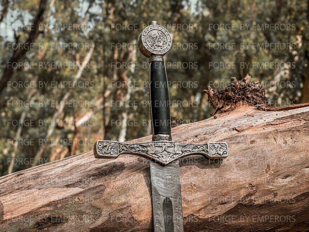 Real Medieval Viking Damascus Steel Handmade Sword With Scabbard ...