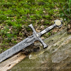 Real Medieval Viking Damascus Steel Handmade Sword With Scabbard ...