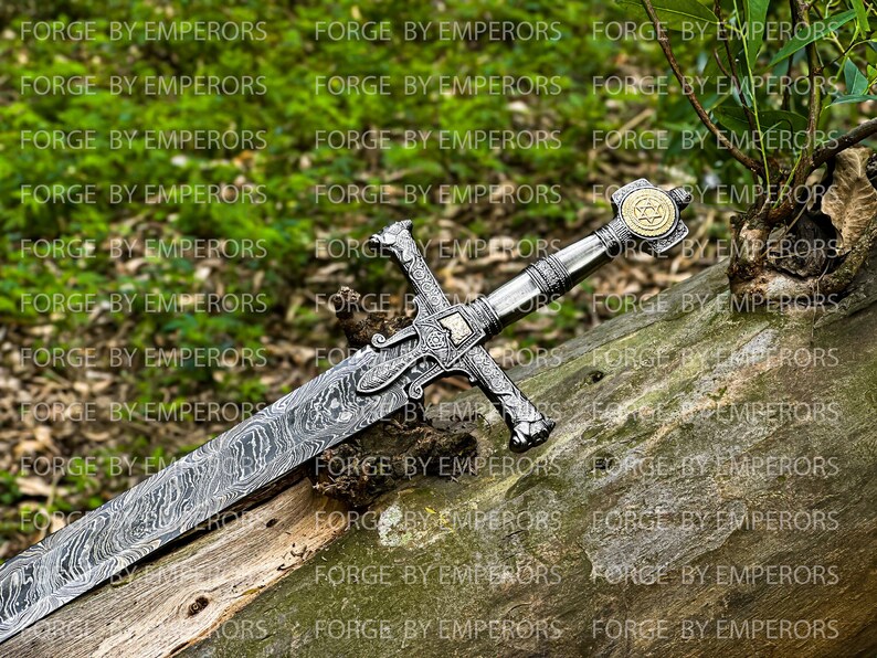 Real Medieval Viking Damascus Steel Handmade Sword With Scabbard ...