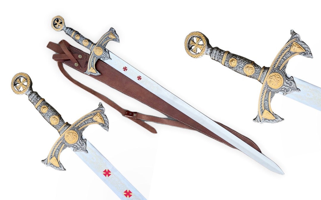 Knights Sword, Holy Sword for Templers Sword With Leather Sheath ...
