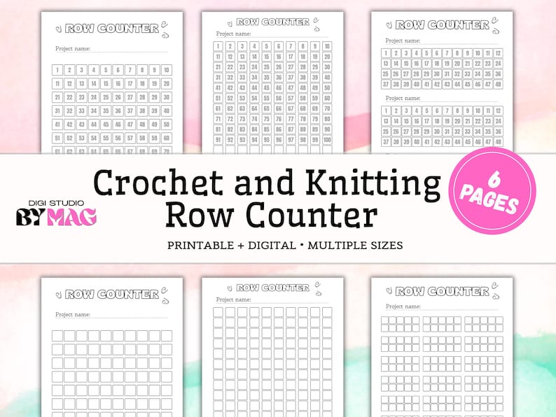 Crochet and Knitting Row Counter Planner Pages | Printable | Digital ...