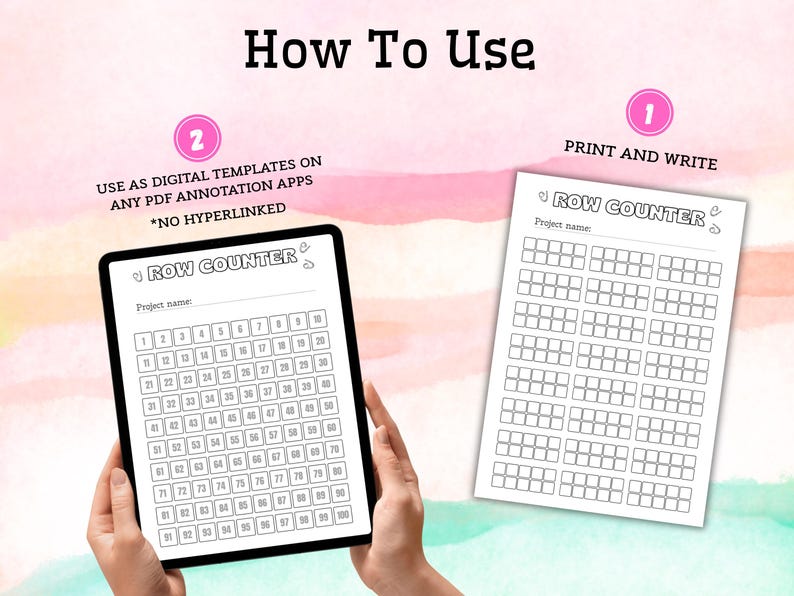 Crochet and Knitting Row Counter Planner Pages | Printable | Digital ...