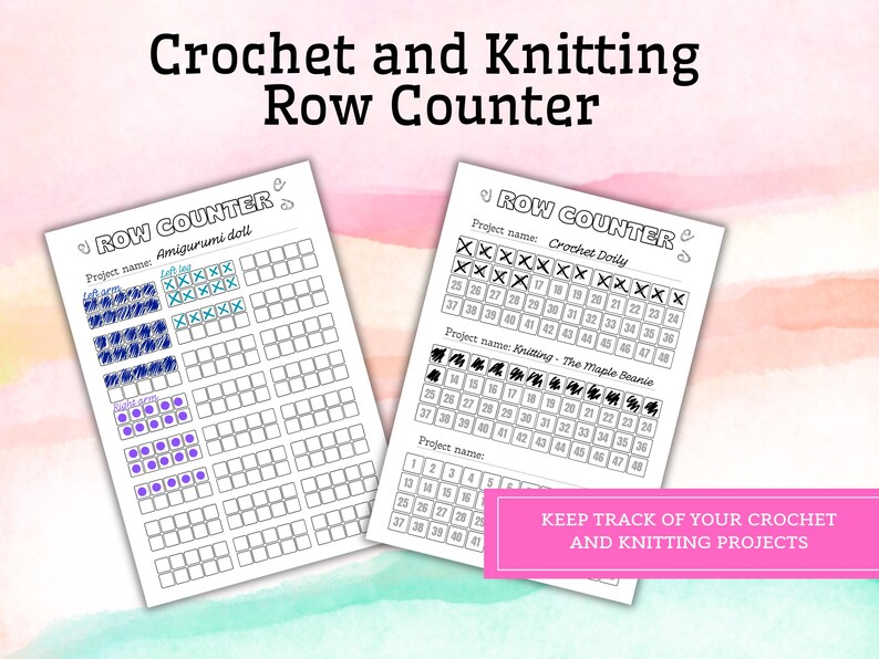 Crochet and Knitting Row Counter Planner Pages | Printable | Digital ...