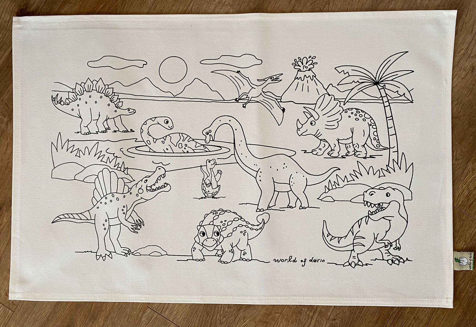 Dinosaur Colouring Set, Children's Reusable Colouring Mat, Dinosaur ...