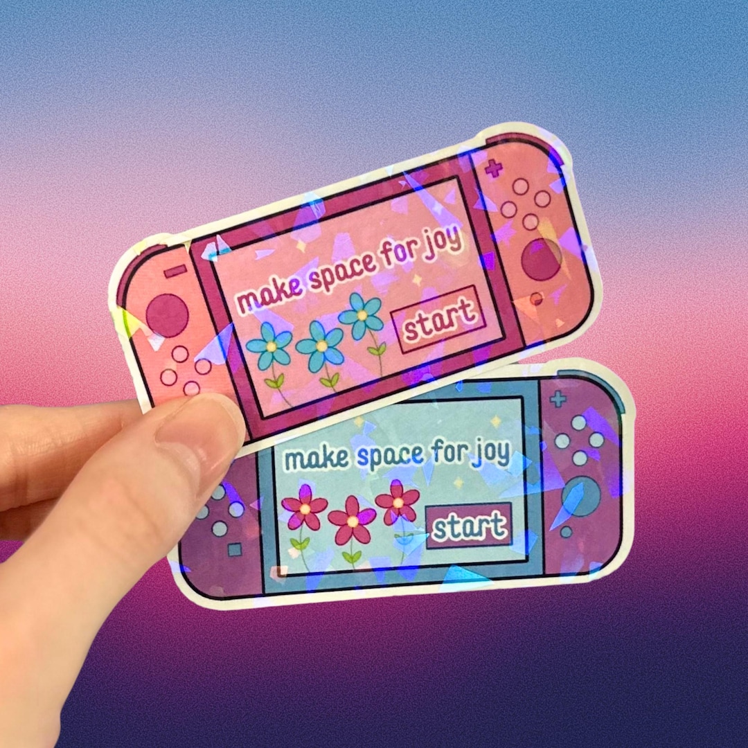 Holographic Switch Sticker: Gamer Girl Self Care, Water Resistant Vinyl ...