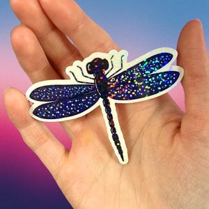 Dragonfly Holographic Sticker, Sparkly Dreamy Bug, Colorful Insect ...