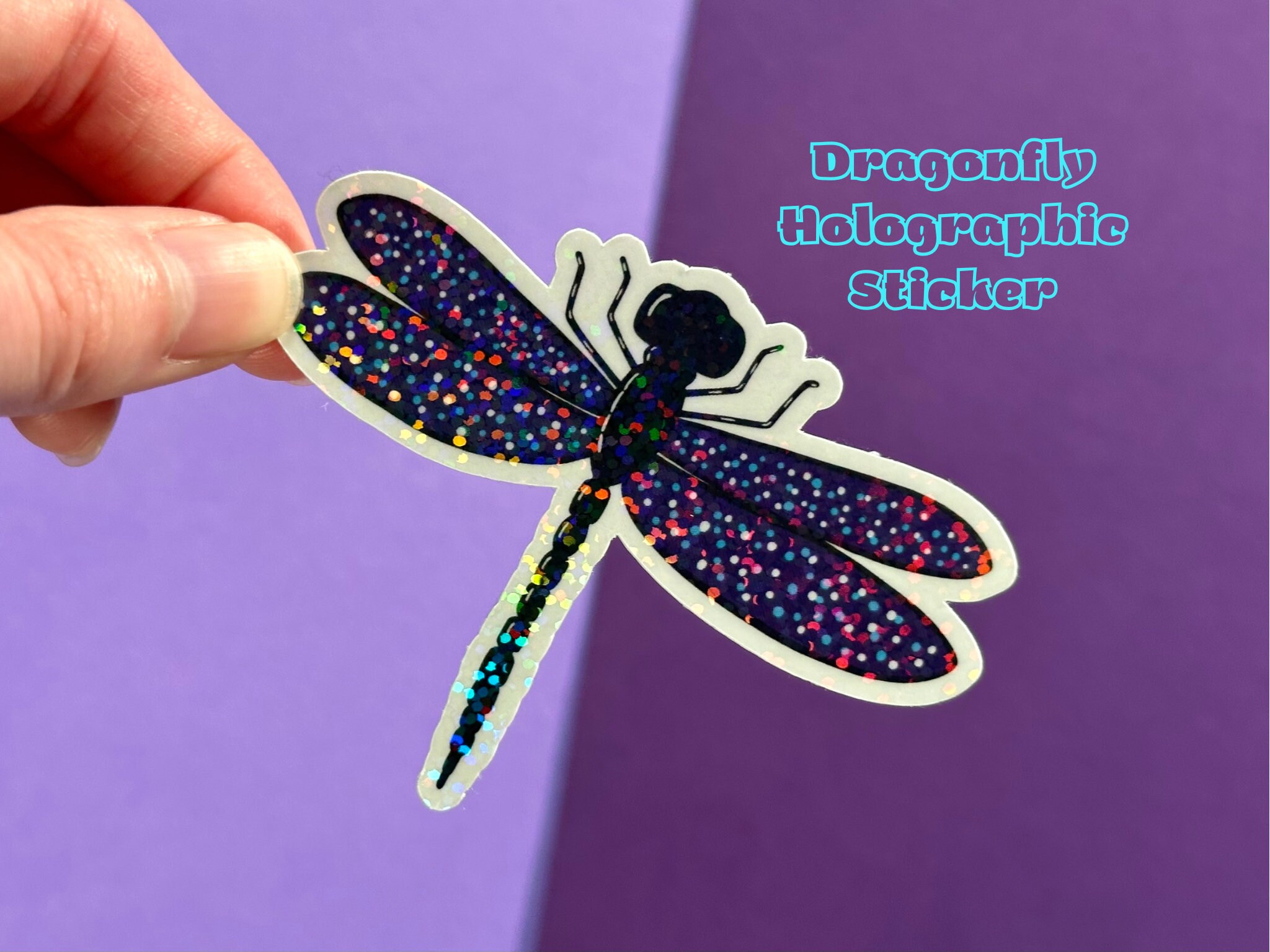 Dragonfly Holographic Sticker, Sparkly Fantasy Bug, Moody Celestial ...