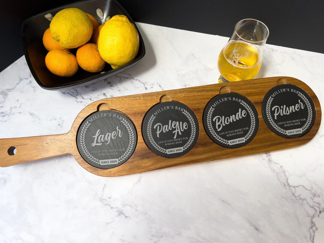Personalized Beer Whiskey Flight Board, Beer Whiskey Sampler, Husband ...