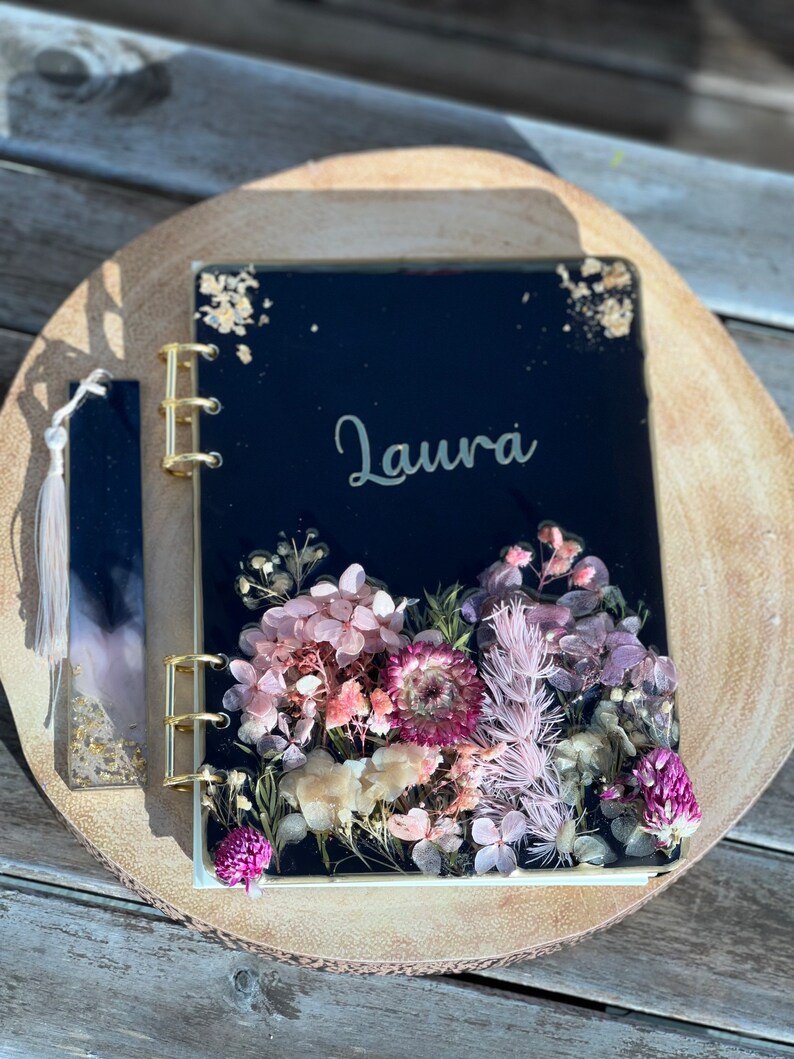 Korean Floral Design Journals/diaries 3D Flowers Resin Notebook - Etsy