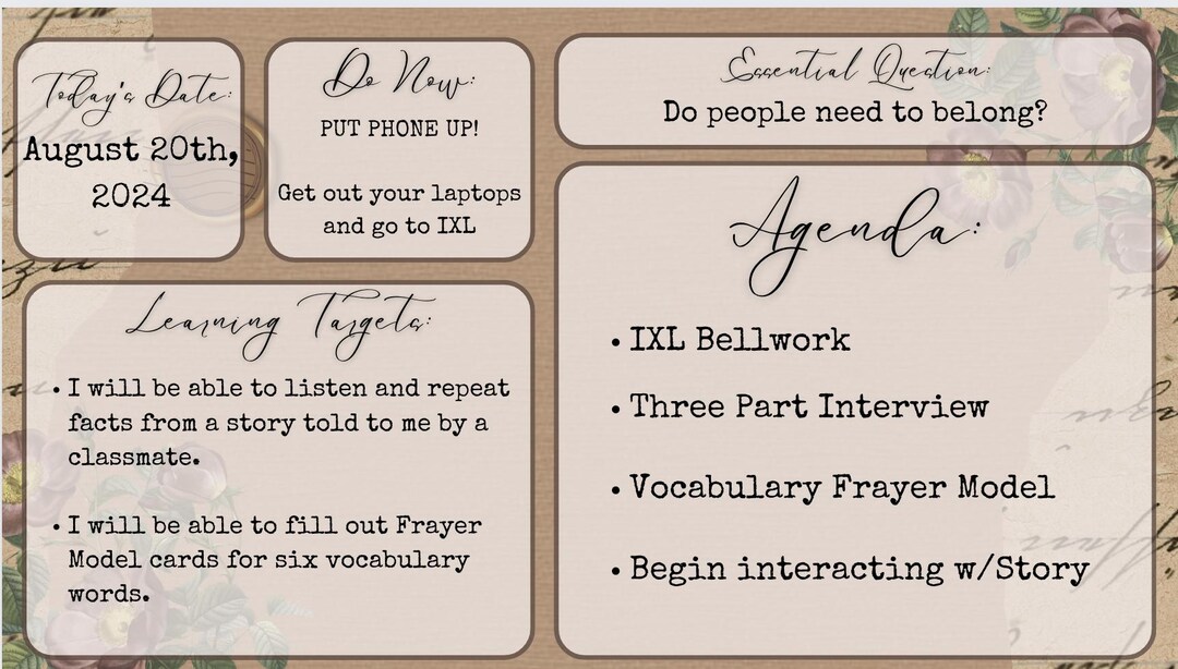 Classroom Agenda Template - Literature - Etsy