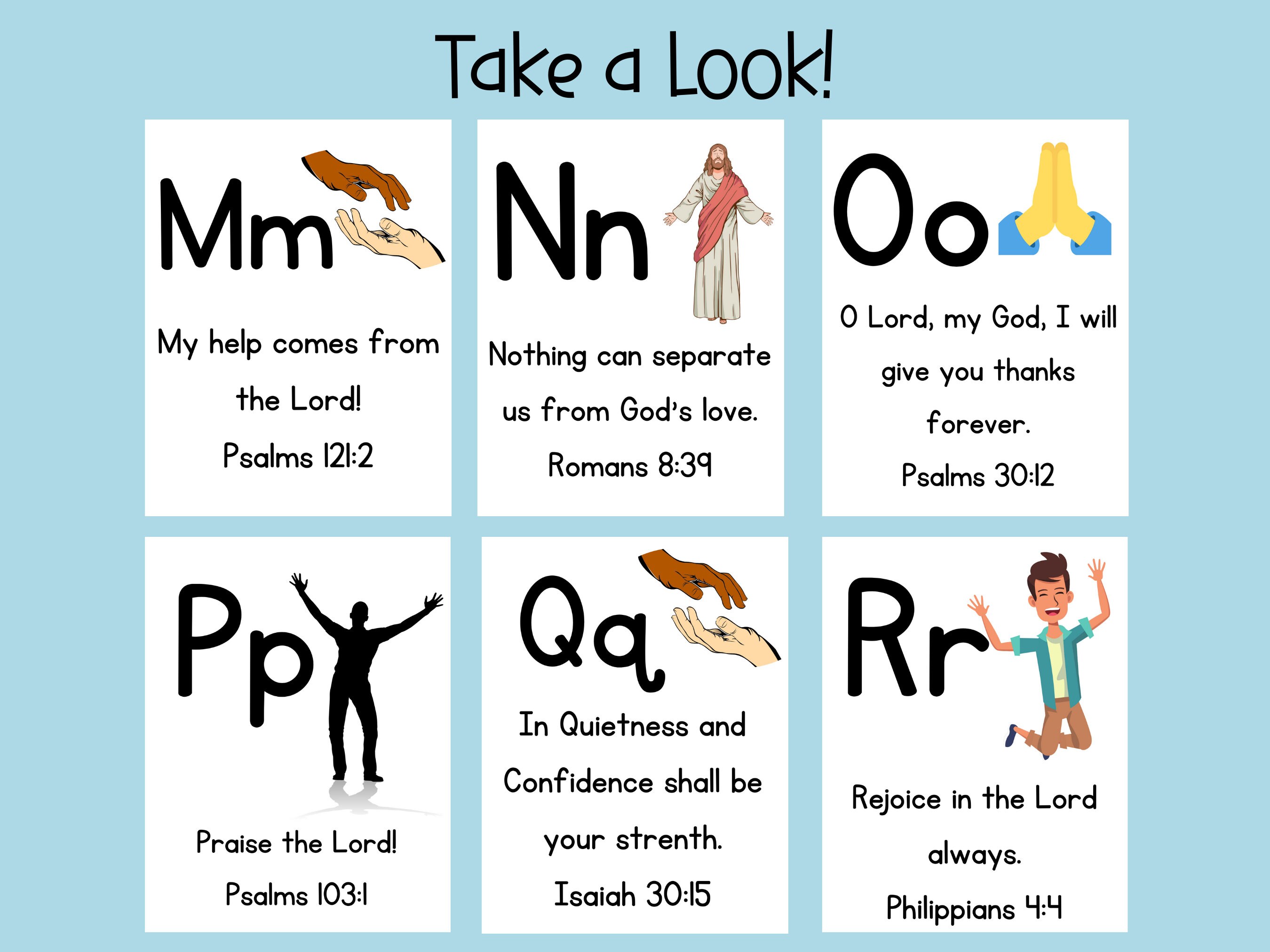Alphabet Bible Verse Cards, Printable ABC Bible Flashcards, Preschool ...