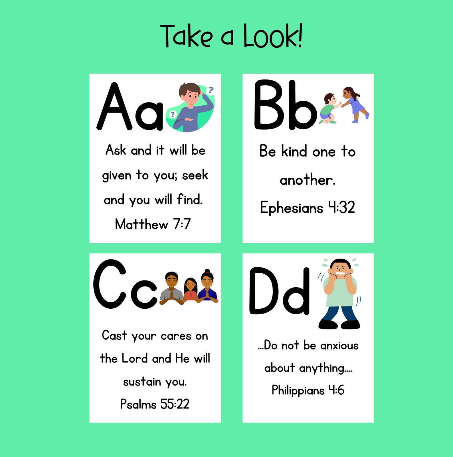 Alphabet Bible Verse Cards Version 2, Printable ABC Bible Flashcards ...