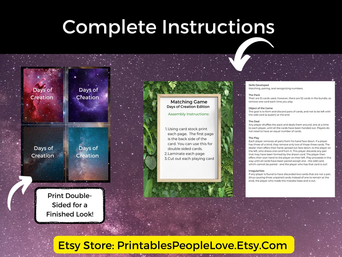 Bible Creation Matching Game, Bible Game, Youth Game, Days of Creation ...