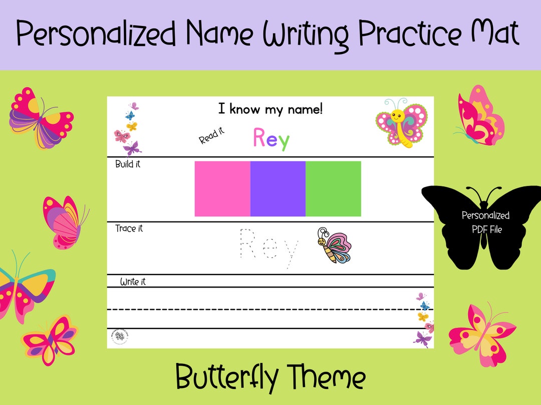 Personalized Name Writing Mat, Custom Name Worksheet, Customizable Name ...