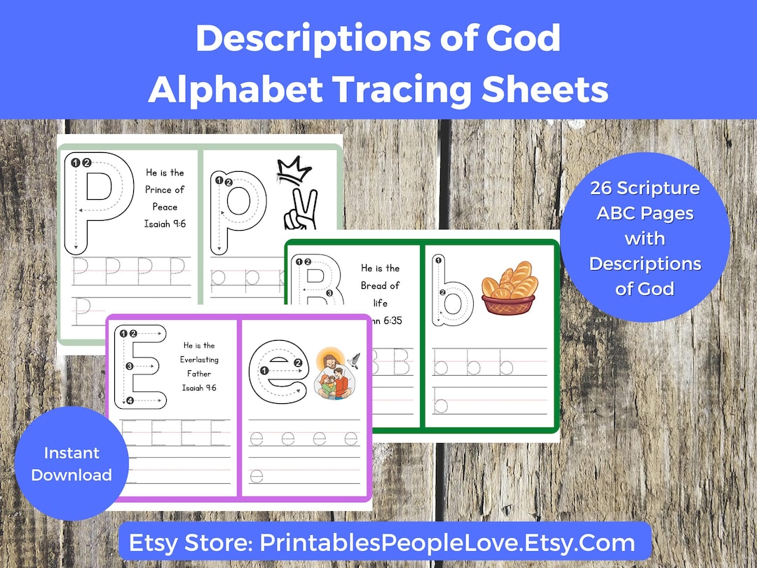 Names of God Alphabet Tracing Sheets - Etsy